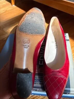 CHANEL | Shoes | Chanel Red Quilted Ballet Block Heel Pump 8 | Poshmark